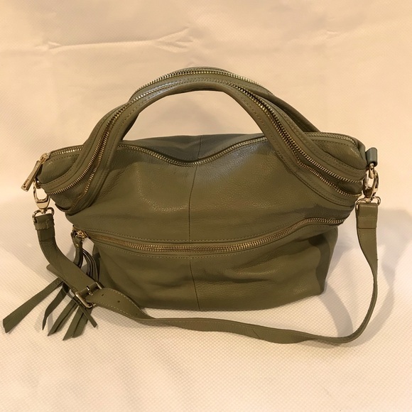 Kelsi Dagger | Bags | Kelsi Sagger Pebbled Green Leather Satchel ...